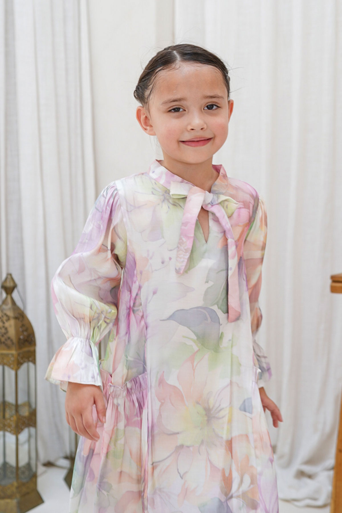 Aamina Ruffle Dress Pinkish | Kiddiposh