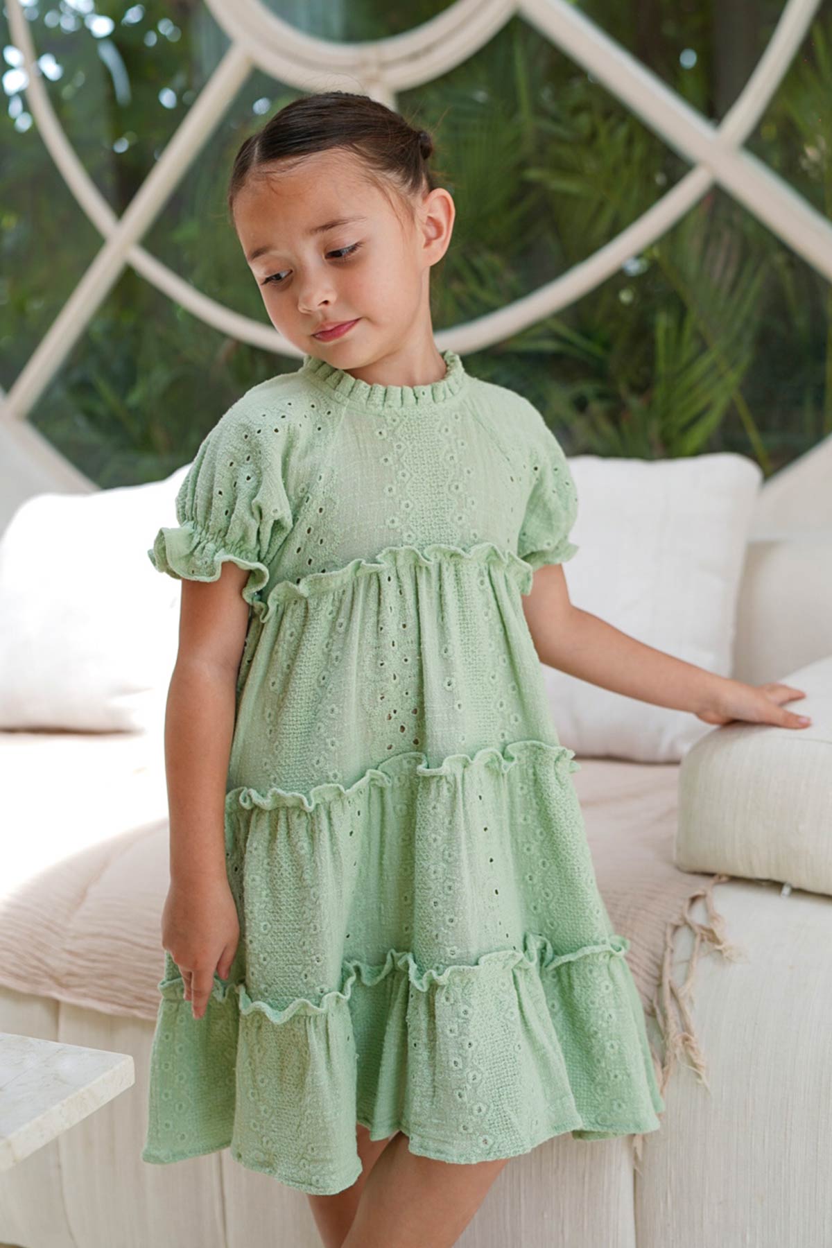 Kaylee Dress Sage | Kiddiposh