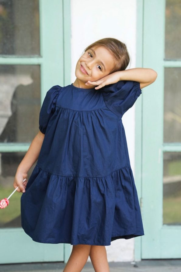 Misha Dress Navy | Kiddiposh | Monami Official