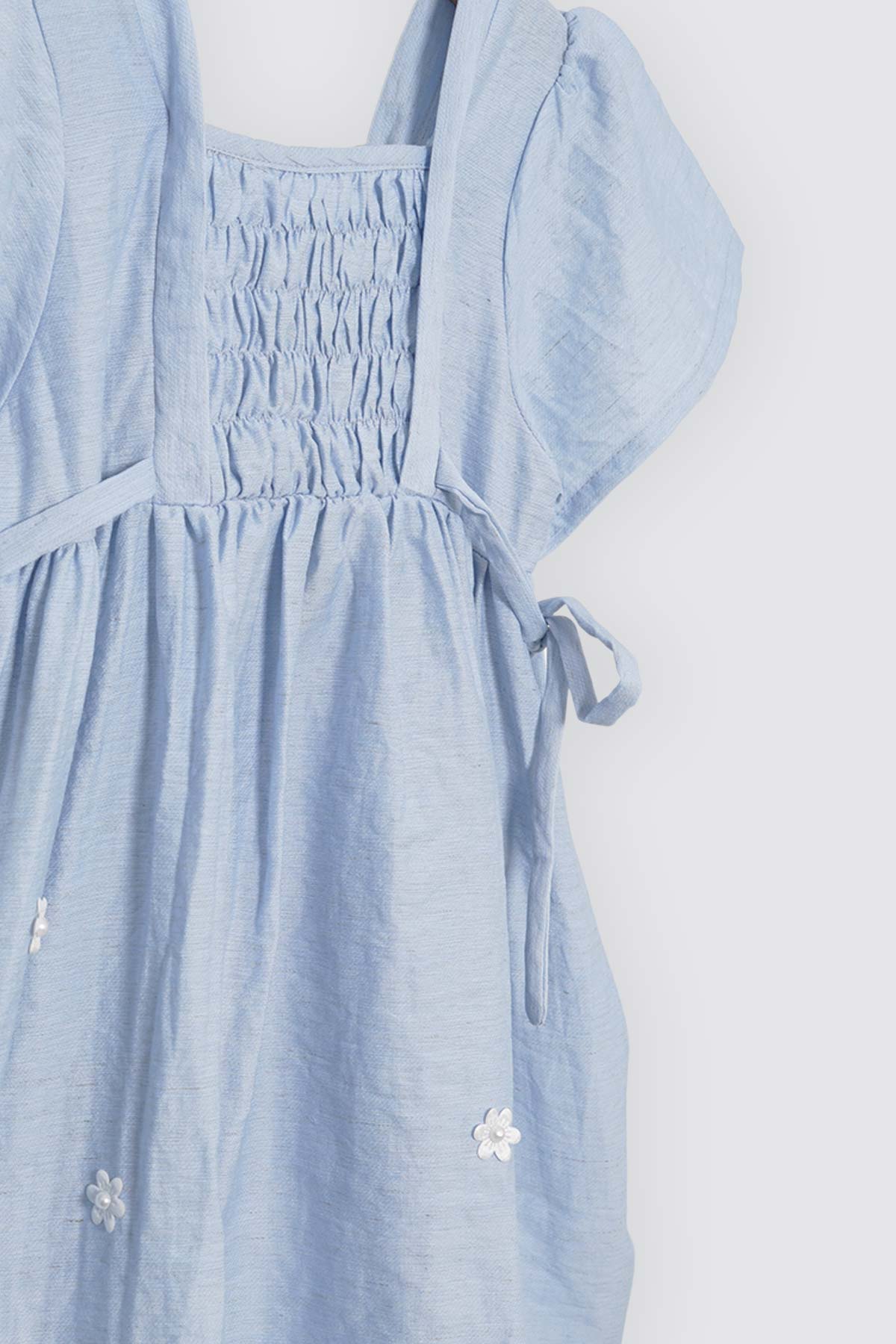 Esther Flower Dress Blue | Kiddiposh | Kid & Knit Official