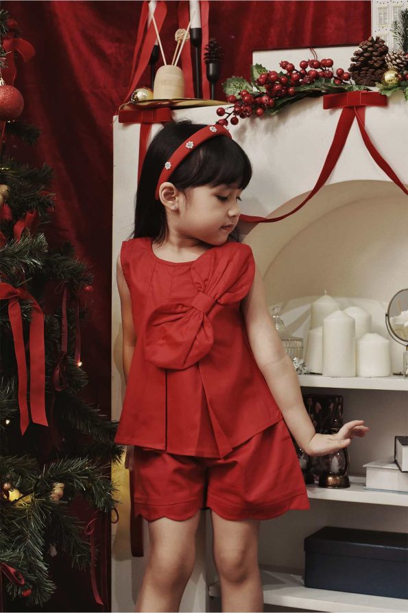 Stella Ribbon Set Bright Red | Kiddiposh | Kid & Knit Official