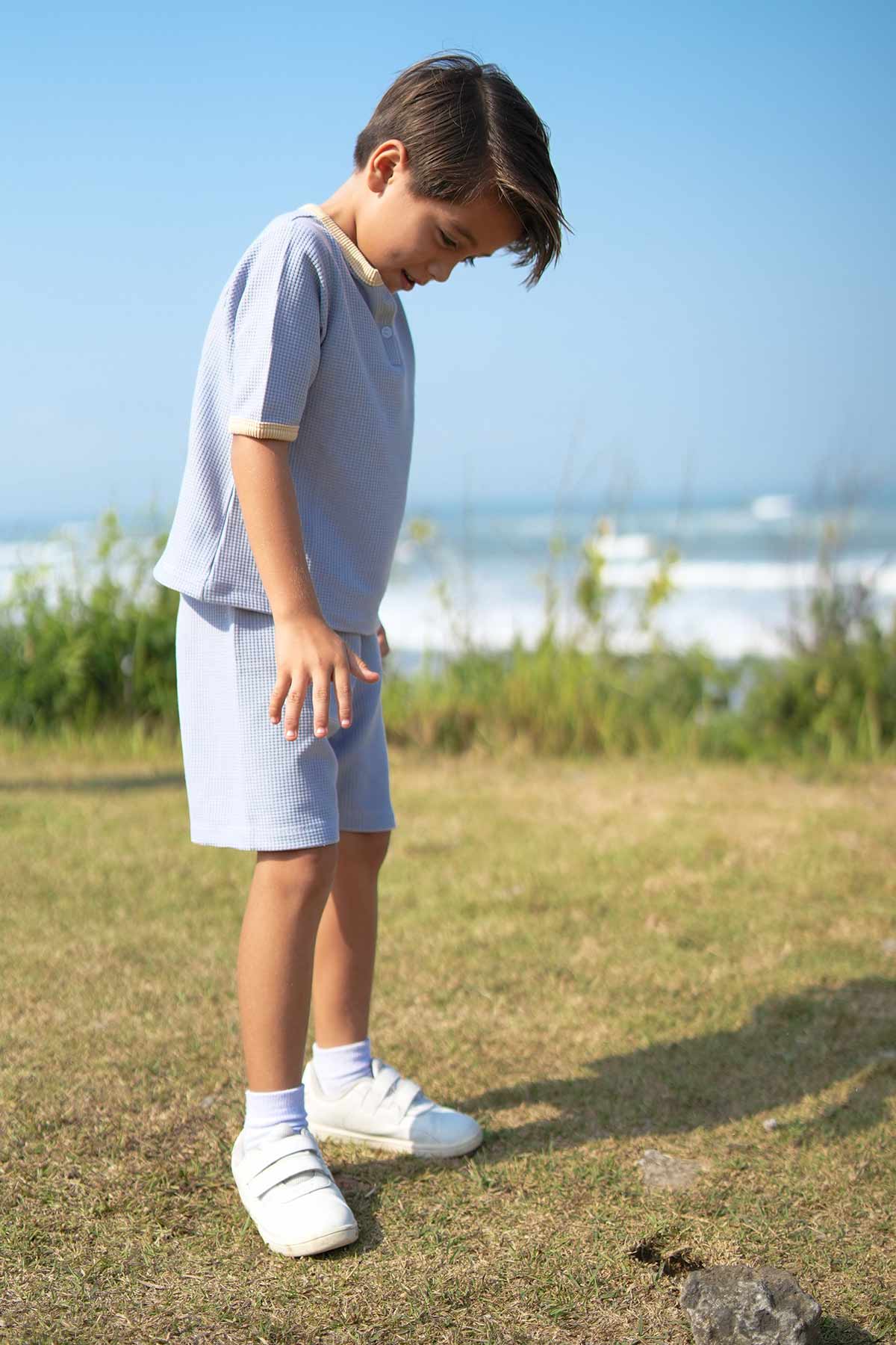 Basic Waffle Dusty Blue | Kiddiposh