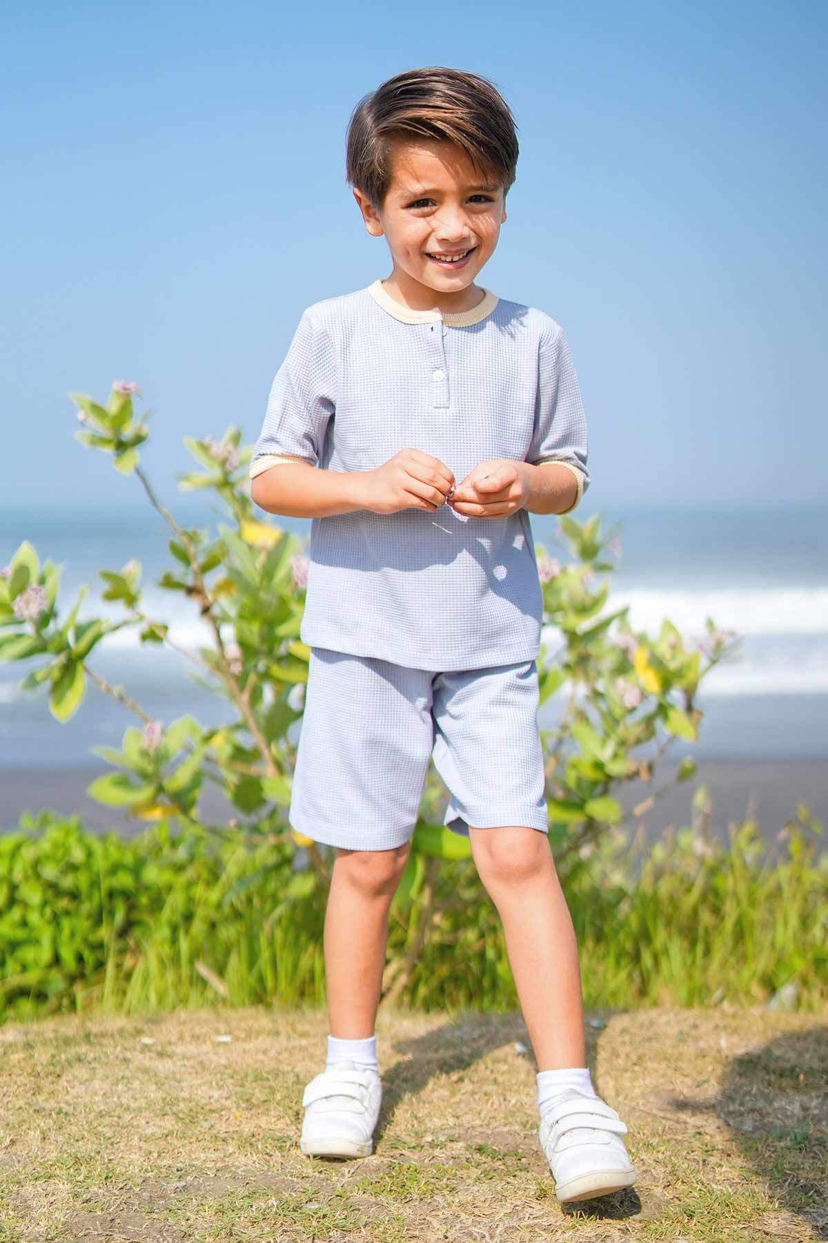 Basic Waffle Dusty Blue | Kiddiposh