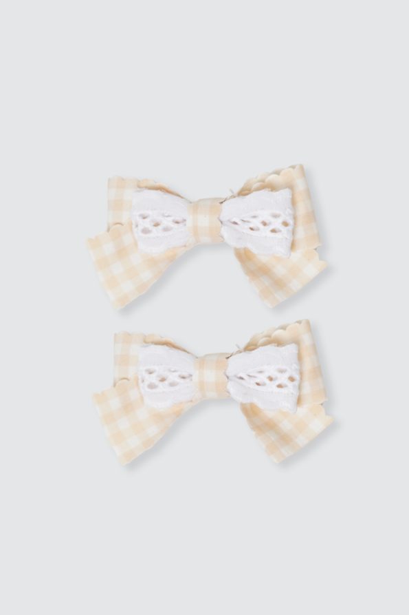 Fiene Bow Hairclip Pair Cream | Kiddiposh | Milan de Sable Official
